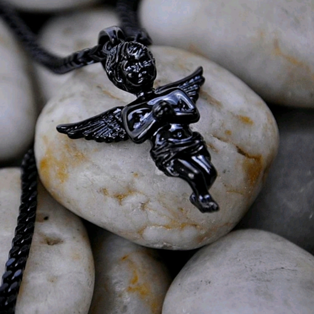 The Gold Gods Micro Fallen Angel Black Pendant - Gem